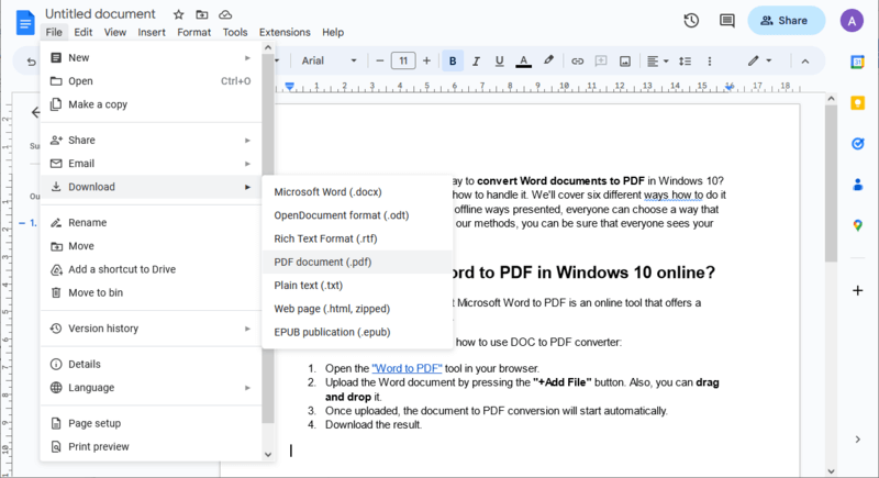 How to Convert Word to PDF on Windows 10 or 11 - PDF Candy Blog